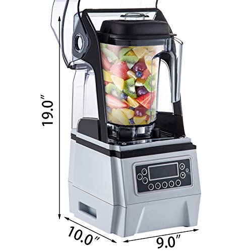 VEVOR 110V Commercial Smoothie Blenders 1.5L/50.7oz 1500W Countertop Silent Blender with Sound Shield, Quiet Blender Self-Cleaning, Includes Multifunctional 2-in-1 Wet Dry Blades, White