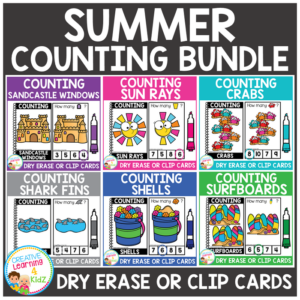 dry erase counting book/cards or clip cards: summer bundle