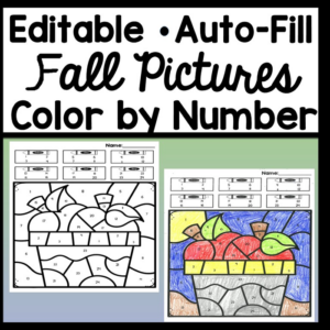 fall color by number - editable with auto-fill! {6 editable fall pictures!}