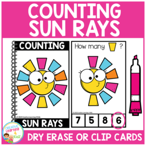 dry erase counting book/cards or clip cards: sun rays - summer