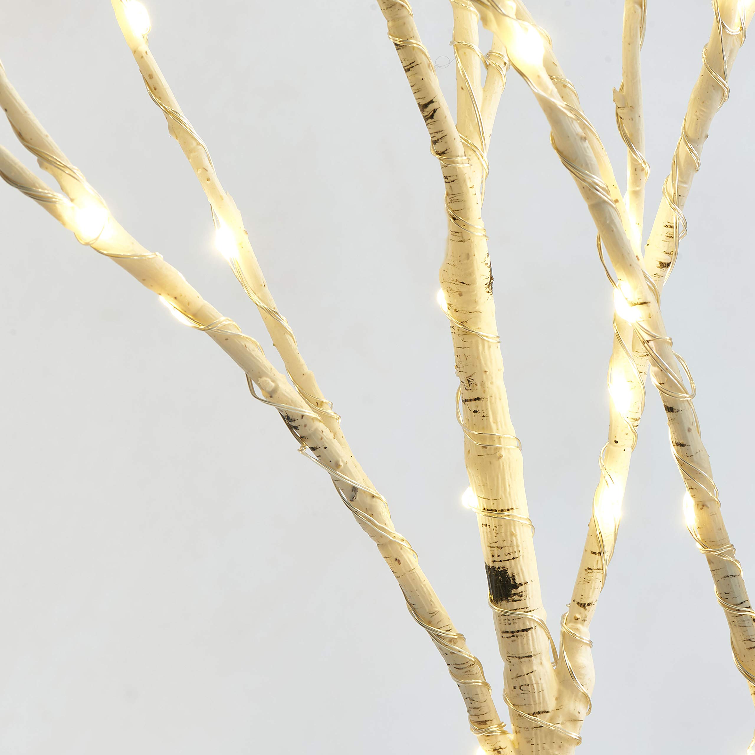 LITBLOOM Lighted White Birch Willow Branches with Timer Battery Operated Set of 2, Tree Branch with Warm White Lights for Holiday and Party Decoration 30IN 100 LED Waterproof