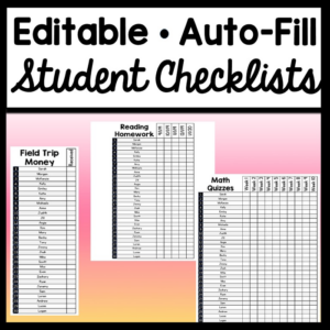 student checklists - fully editable! {auto-fill 30 student names!}