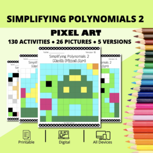 spring: algebra simplifying polynomials level 2 pixel art