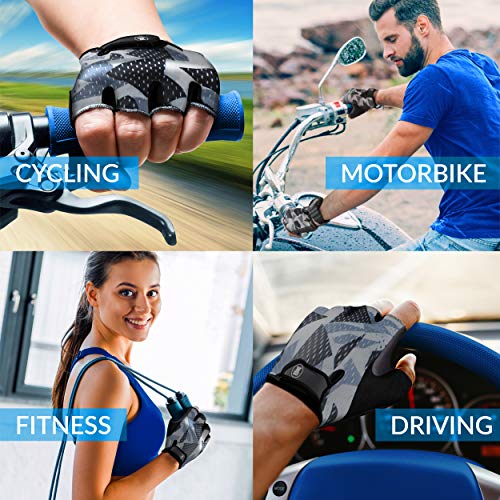 Mountain Bike Gloves for Men Women - Full-Palm Protection Cycling Gloves - Biking Gloves Fingerless Bicycle Gloves Men - Long-Wearing - Non-Slip Cycle Gloves Men - Half finger Bicycling Gloves