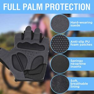 Mountain Bike Gloves for Men Women - Full-Palm Protection Cycling Gloves - Biking Gloves Fingerless Bicycle Gloves Men - Long-Wearing - Non-Slip Cycle Gloves Men - Half finger Bicycling Gloves