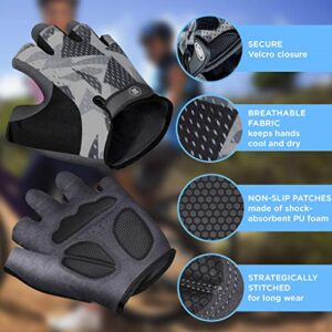 Mountain Bike Gloves for Men Women - Full-Palm Protection Cycling Gloves - Biking Gloves Fingerless Bicycle Gloves Men - Long-Wearing - Non-Slip Cycle Gloves Men - Half finger Bicycling Gloves