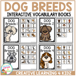 interactive vocabulary books: dog breeds