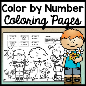 color by number for spring {4 pages!} {coloring pages for numbers 1-25, 25-50, 50-75, 75-100}