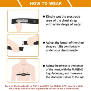 Magene Heart Rate Monitor, Heart Rate Sensor Chest Strap, Protocol ANT+/Bluetooth, Compatible with iOS/Android APPs