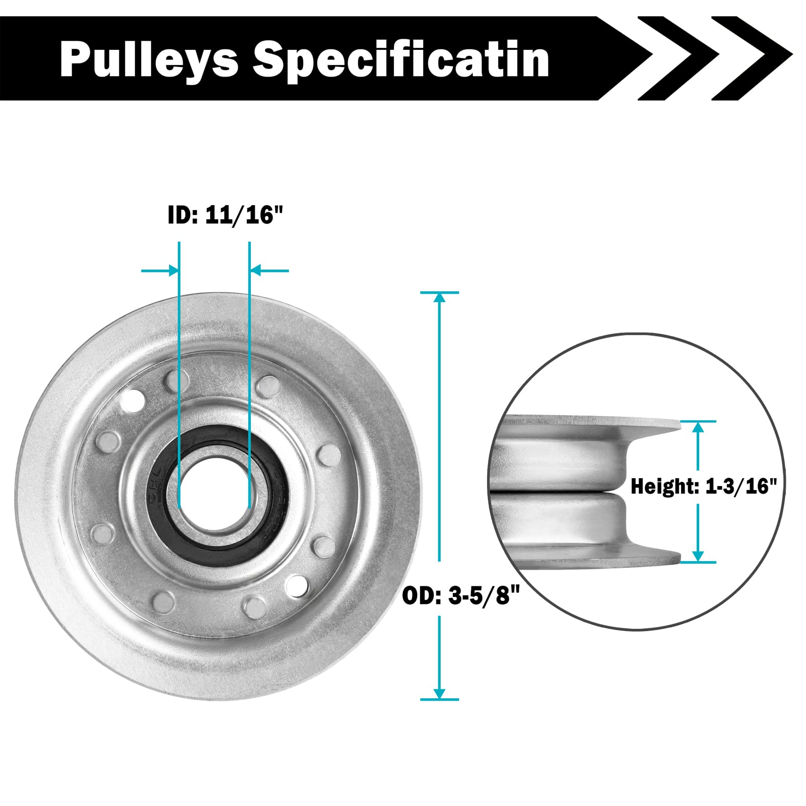 Cluparis Flat Idler Pulley GY20067 Replaces John Dee re GY22172 L100 LA115 LA105 D100 L110 L111 L118 D110 D105 X145 Lawn Mowers