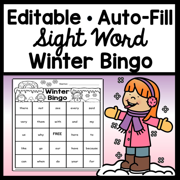 Bingo Cards for Winter- Editable with Auto-Fill! {35 Bingo Cards!}