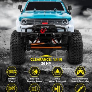 LAEGENDARY RC Crawler - 4x4 Offroad Crawler Remote Control Truck for Adults - RC Rock Crawler, Fast Speed, Electric, Hobby Grade Car - 1:10 Scale, Brushed, Blue - Green