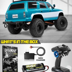 LAEGENDARY RC Crawler - 4x4 Offroad Crawler Remote Control Truck for Adults - RC Rock Crawler, Fast Speed, Electric, Hobby Grade Car - 1:10 Scale, Brushed, Blue - Green