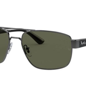 Ray-Ban RB3663 Metal Rectangular Sunglasses, Gunmetal/Polarized G-15 Green, 60 mm