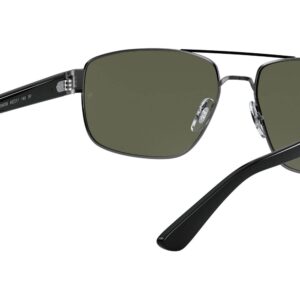 Ray-Ban RB3663 Metal Rectangular Sunglasses, Gunmetal/Polarized G-15 Green, 60 mm