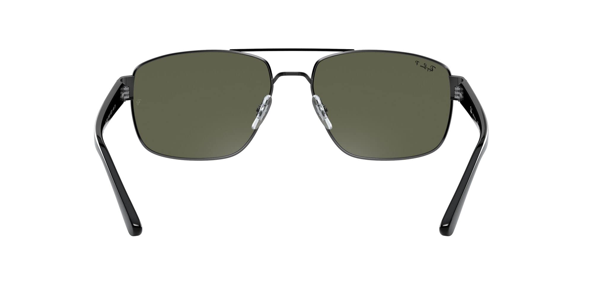 Ray-Ban RB3663 Metal Rectangular Sunglasses, Gunmetal/Polarized G-15 Green, 60 mm