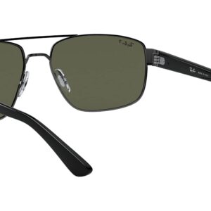 Ray-Ban RB3663 Metal Rectangular Sunglasses, Gunmetal/Polarized G-15 Green, 60 mm