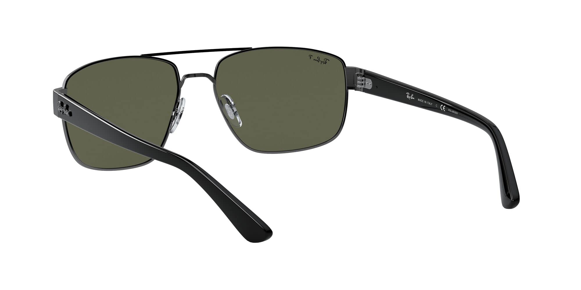 Ray-Ban RB3663 Metal Rectangular Sunglasses, Gunmetal/Polarized G-15 Green, 60 mm