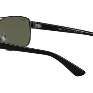 Ray-Ban RB3663 Metal Rectangular Sunglasses, Gunmetal/Polarized G-15 Green, 60 mm