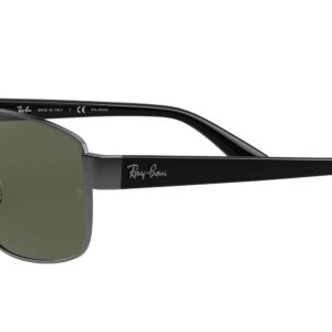 Ray-Ban RB3663 Metal Rectangular Sunglasses, Gunmetal/Polarized G-15 Green, 60 mm