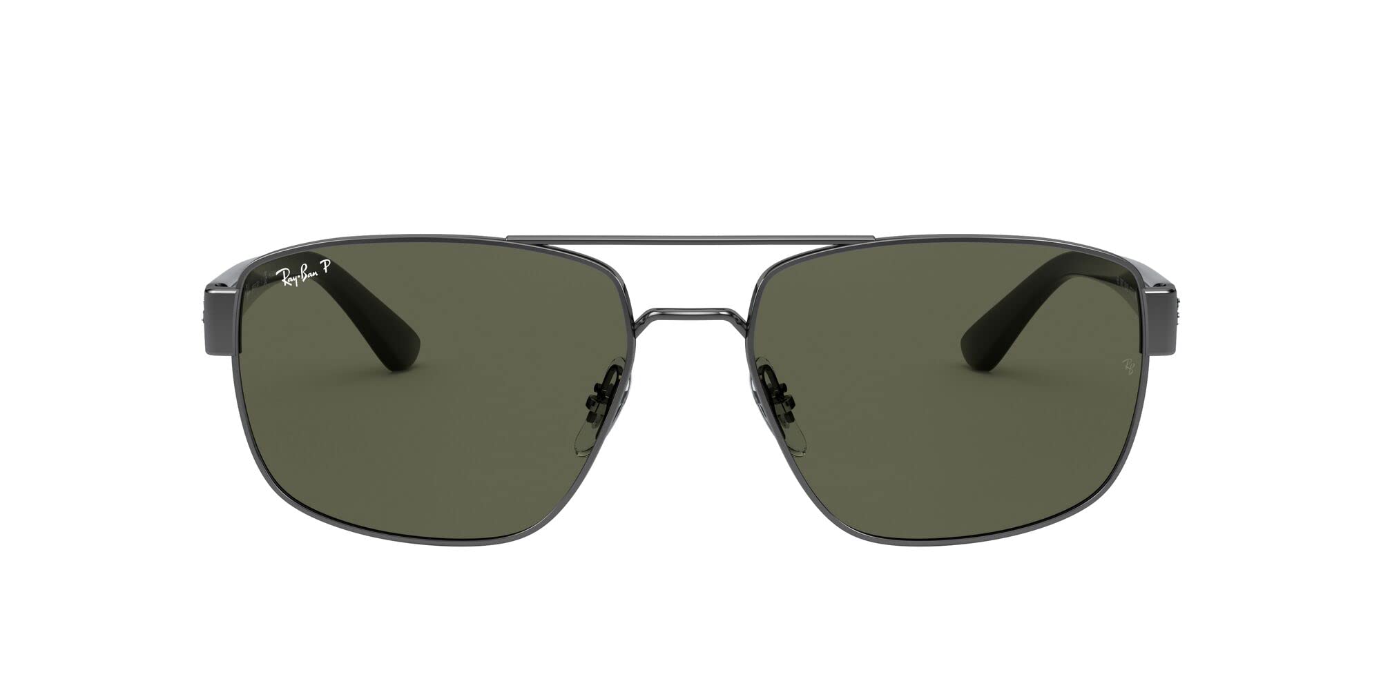 Ray-Ban RB3663 Metal Rectangular Sunglasses, Gunmetal/Polarized G-15 Green, 60 mm