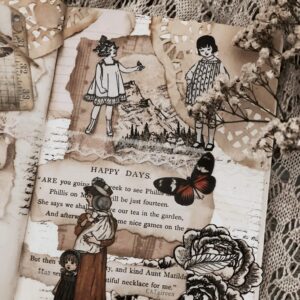 CATaireen Paper Dolls Ephemera Collage Kit 45PCS Junk Journal Supplies Vintage Picture Cards