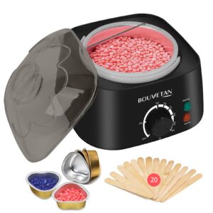 bouvetan wax warmer for hair removal, auto shut-off wax melter for hair removal wax machine for hard wax beads, wax can, wax block, soft wax, at home waxing kit for women men