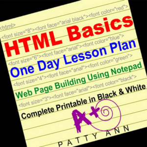 html one day self-guided lesson: webpage building with notepad *internet activity!