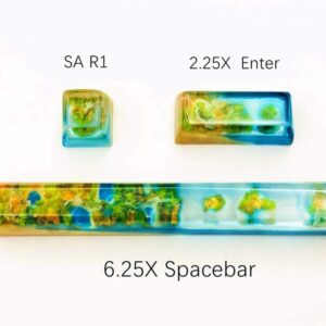 Handmade SA Profile 6.25u Spacebar Backlit Resin Keycap 2.25x Enter R1/ESC Translucent Keyset Hawaii Beach Switch for Cherry RGB MX Mechanical Gaming Keyboards (6.25u Spacebar(1 pcs))