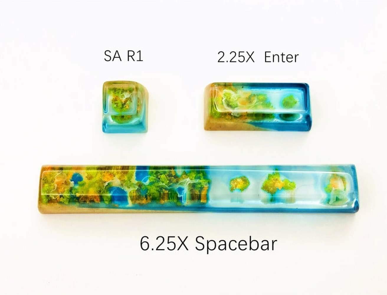 Handmade SA Profile 6.25u Spacebar Backlit Resin Keycap 2.25x Enter R1/ESC Translucent Keyset Hawaii Beach Switch for Cherry RGB MX Mechanical Gaming Keyboards (6.25u Spacebar(1 pcs))