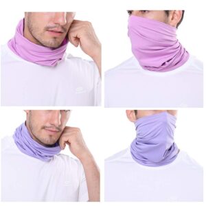 Leamekor UV Face Cover Neck Gaiter Mask Dust Protection Magic Scarf Wind Bandana Balaclava for Summer Running Fishing Biking (4PCS Purple+Rose+Pink+Light Blue)