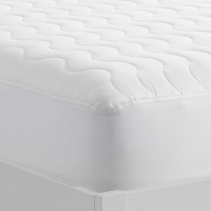 SERTA Air Dry Basic Microfiber Fill Cooling Fitted Mattress Pad Cover, Full, White