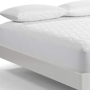 SERTA Air Dry Basic Microfiber Fill Cooling Fitted Mattress Pad Cover, Full, White