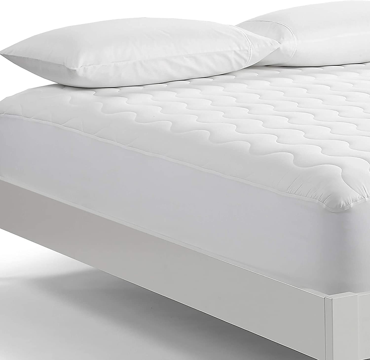 SERTA Air Dry Basic Microfiber Fill Cooling Fitted Mattress Pad Cover, Full, White