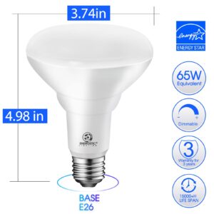 Energetic LED Flood Light Bulbs BR30, 65W Equivalent, Dimmable, Warm White 3000K, 750lm, Indoor Flood Lights for Recessed Cans, Energy Star & CRI 90, UL Listed, 6 Pack