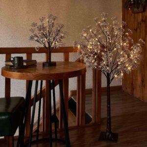 Hairui Lighted Gypsophila Tree 4FT 90 LED Artificial Baby Breath Flowers with Lights for Wedding Party Winter Christmas Holiday Decoration