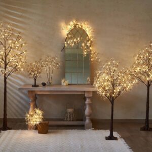 Hairui Lighted Gypsophila Tree 4FT 90 LED Artificial Baby Breath Flowers with Lights for Wedding Party Winter Christmas Holiday Decoration