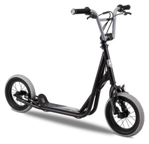 mongoose trace youth kick scooter folding and non-folding design, regular, lighted, and air filled wheels, multiple colors, black (r6331aza)