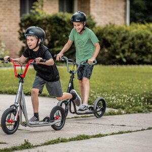 Mongoose Trace Youth Kick Scooter Folding and Non-Folding Design, Regular, Lighted, and Air Filled Wheels, Multiple Colors, Black (R6331AZA)