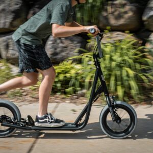 Mongoose Trace Youth Kick Scooter Folding and Non-Folding Design, Regular, Lighted, and Air Filled Wheels, Multiple Colors, Black (R6331AZA)