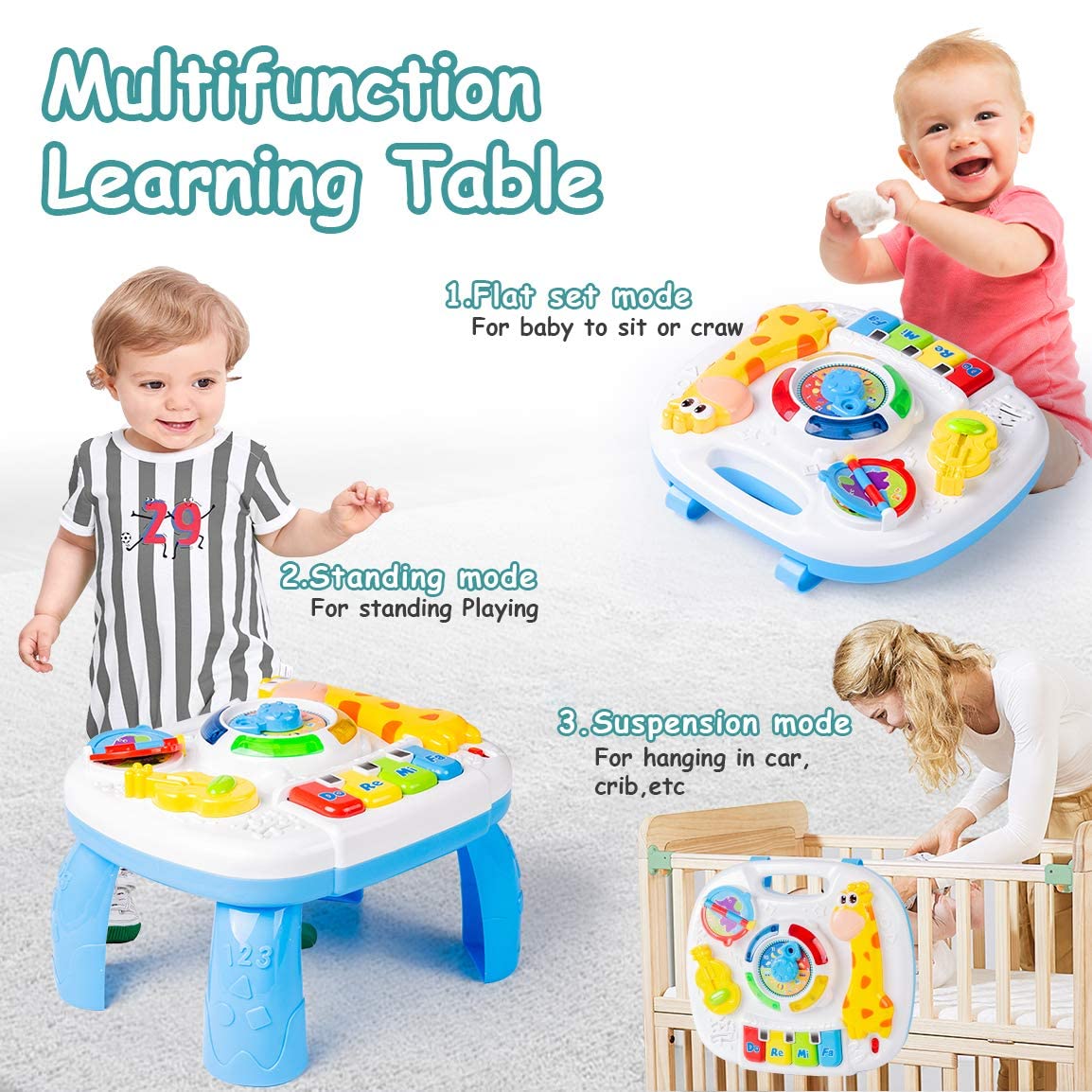 Subao Baby Musical Toys 6 to 12 Months Early Educational Activity Table for Toddlers 1-3 Learning Table Baby Boy Girls Toys 12-18 Months Best Birthday Gifts 9.6X8.6X6.0 Inches