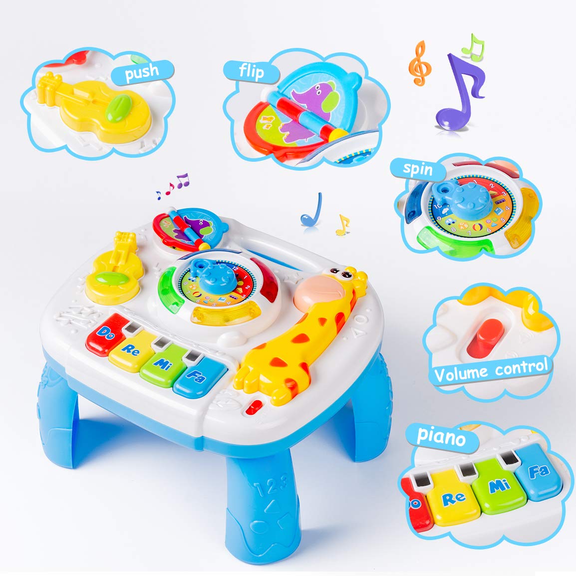 Subao Baby Musical Toys 6 to 12 Months Early Educational Activity Table for Toddlers 1-3 Learning Table Baby Boy Girls Toys 12-18 Months Best Birthday Gifts 9.6X8.6X6.0 Inches