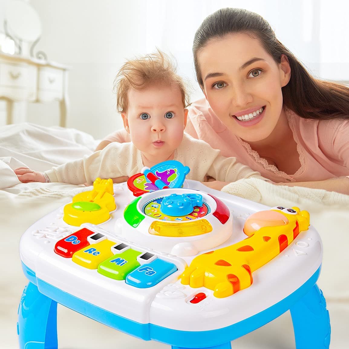 Subao Baby Musical Toys 6 to 12 Months Early Educational Activity Table for Toddlers 1-3 Learning Table Baby Boy Girls Toys 12-18 Months Best Birthday Gifts 9.6X8.6X6.0 Inches