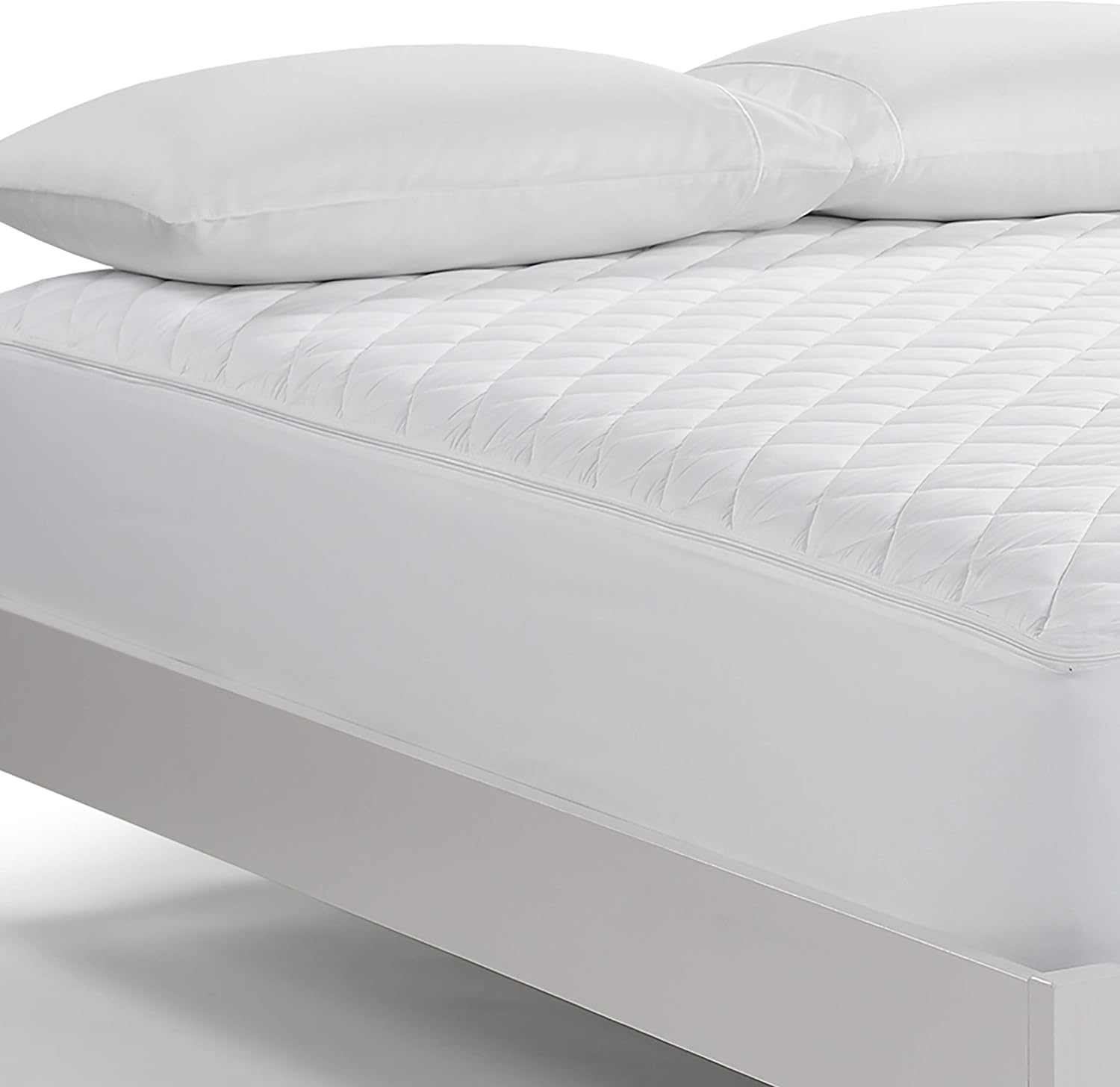 SERTA Extra Comfort Fiber Fill Cooling Fitted Mattress Pad Cover, Twin, White