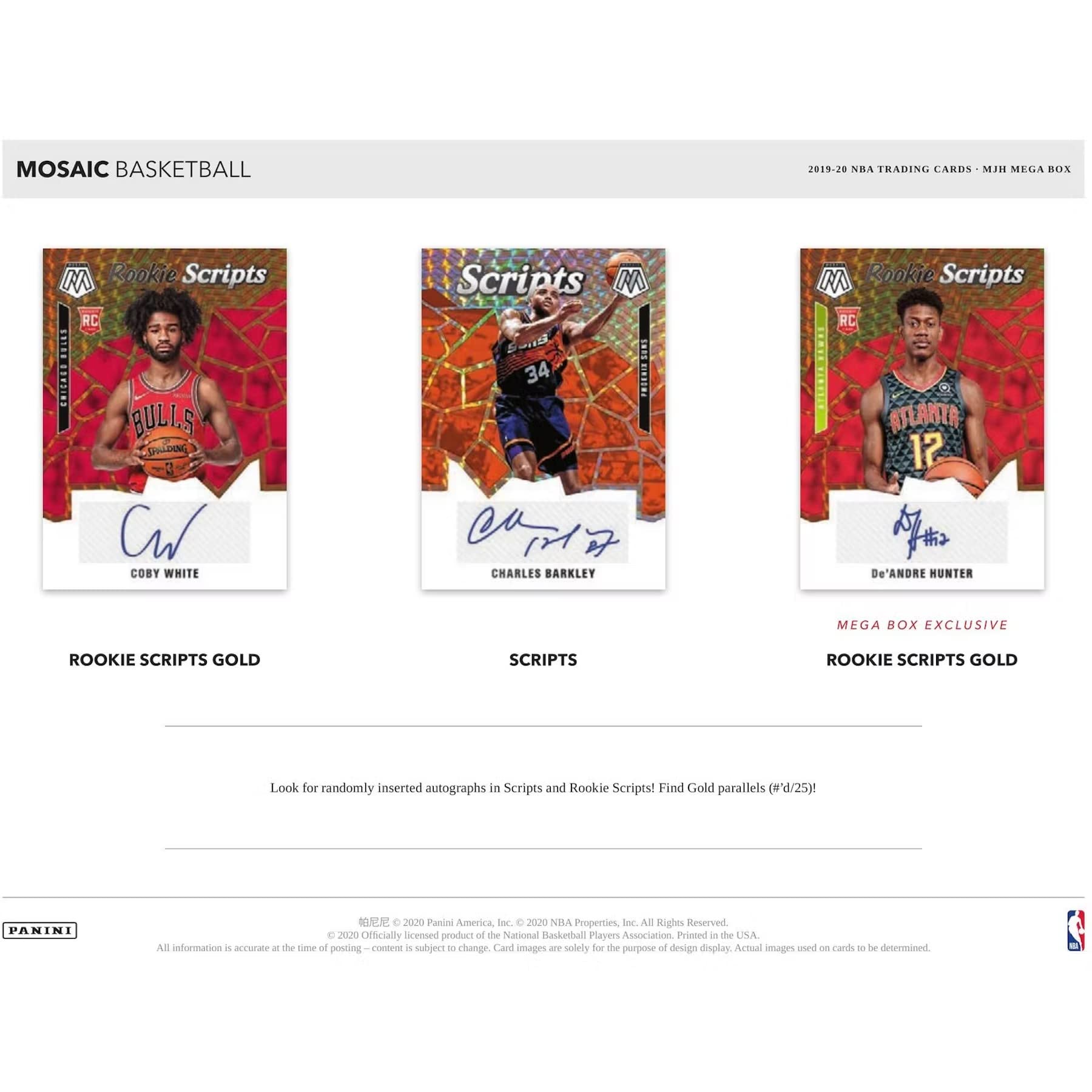 2019-20 Panini MOSAIC Basketball Card Factory Sealed HANGER Box - Exclusive REACTIVE ORANGE PRIZMs - 20 Cards per Box - Find Zion Williamson and Ja Morant Rookie Cards!