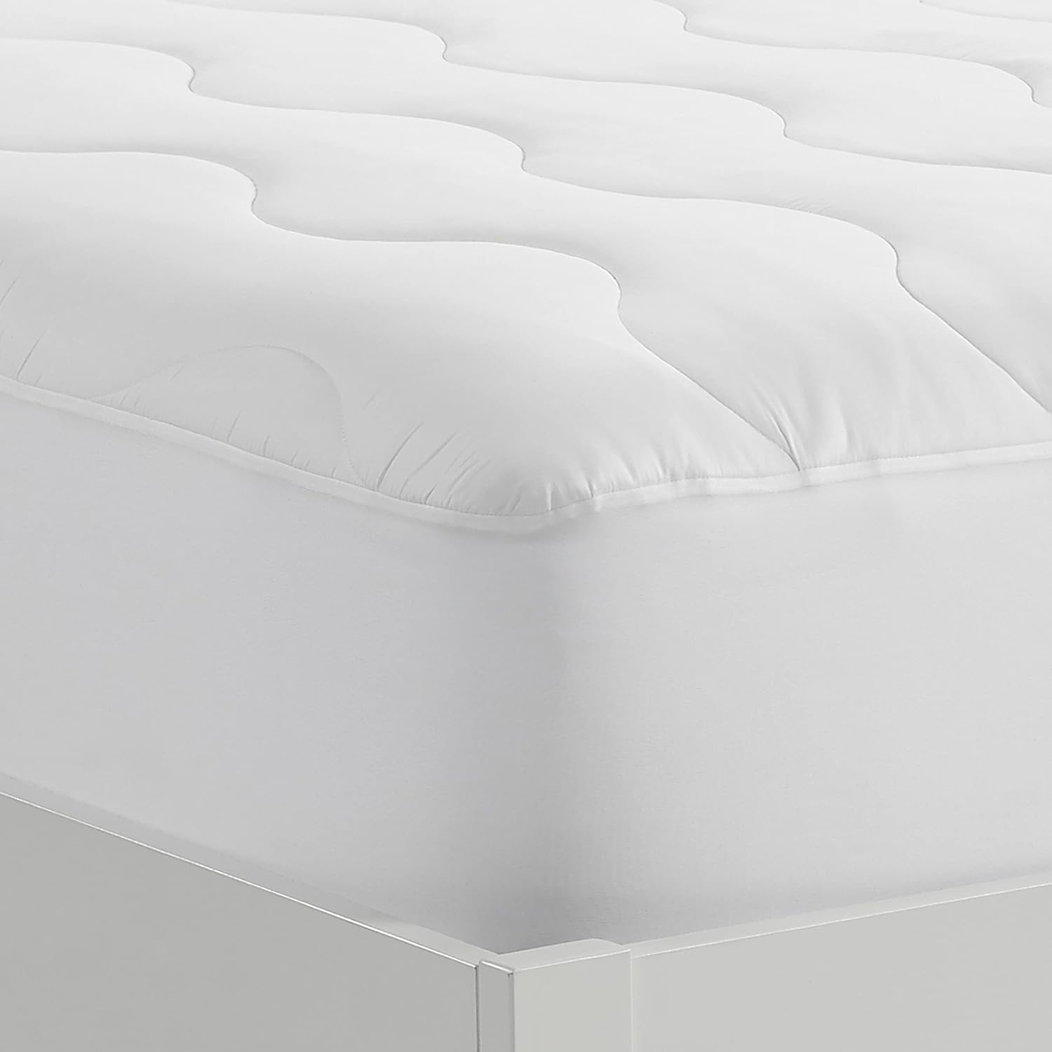 Serta Air Dry Extra Comfort Microfiber Fill Cooling Fitted Mattress Pad Cover, Twin, White