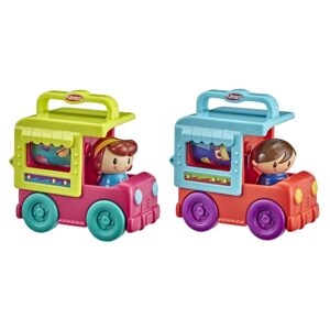 playskool fold 'n roll trucks activity toy bundle of 2 vehicles for toddlers 12 months and up, food and ice cream truck themes with 1 of each (amazon exclusive)