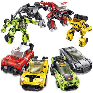 panlos 862 pcs robot building toys, 8 in 1 creative construction transform racing car building bricks vehicles kit, stem learning building blocks set, birthday gifts for kids boys girls age 6-14