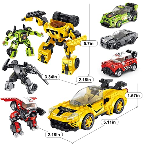 PANLOS 862 PCS Robot Building Toys, 8 in 1 Creative Construction Transform Racing Car Building Bricks Vehicles Kit, STEM Learning Building Blocks Set, Birthday Gifts for Kids Boys Girls Age 6-14