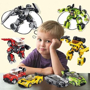 PANLOS 862 PCS Robot Building Toys, 8 in 1 Creative Construction Transform Racing Car Building Bricks Vehicles Kit, STEM Learning Building Blocks Set, Birthday Gifts for Kids Boys Girls Age 6-14